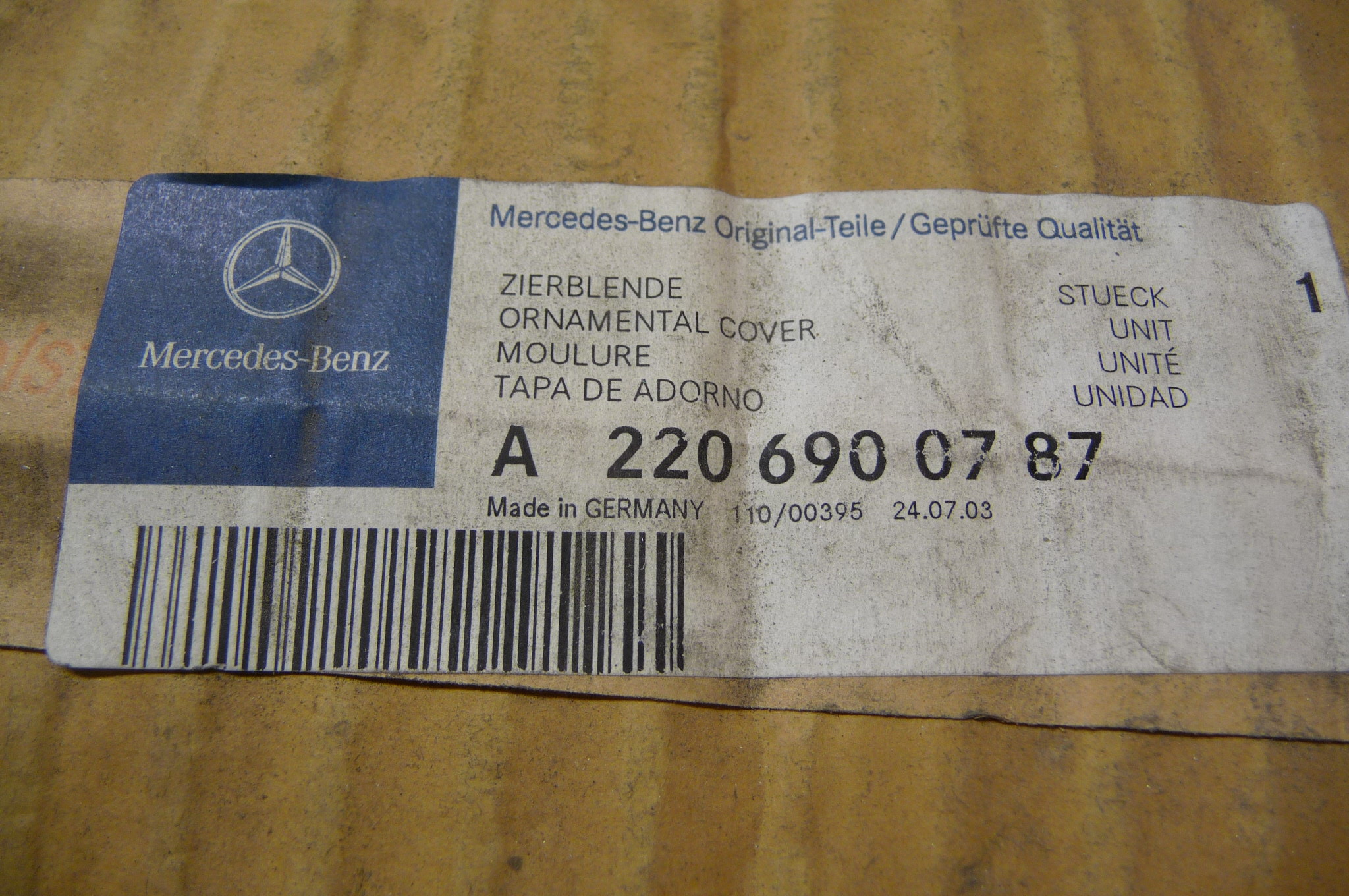 Mercedes Benz W220 Left Front Window Cover Moulding A2206900787 NEW OEM ...