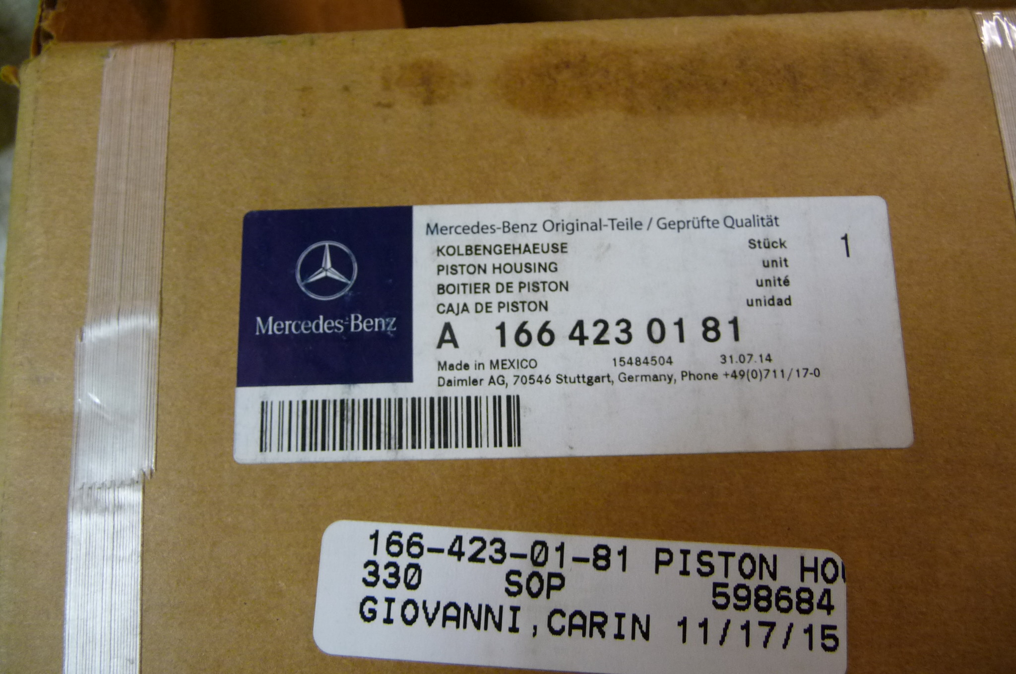 Mercedez Benz W166 Rear Left Driver side Wheel Disc Brake Caliper ...
