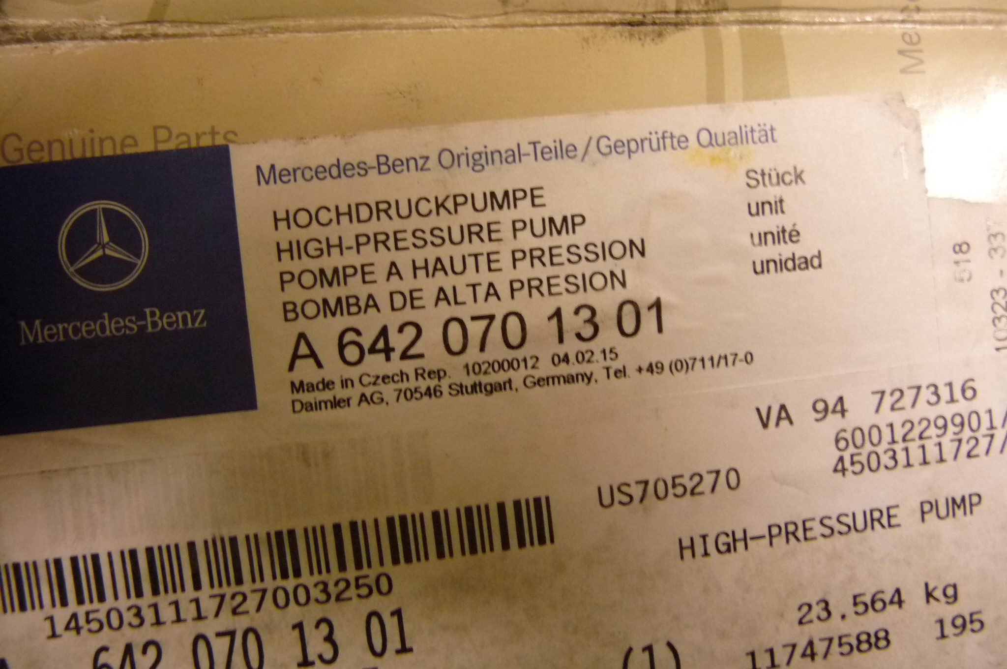 Mercedes Benz GL ML Fuel Injection High Pressure Pump A6420701301 OEM ...
