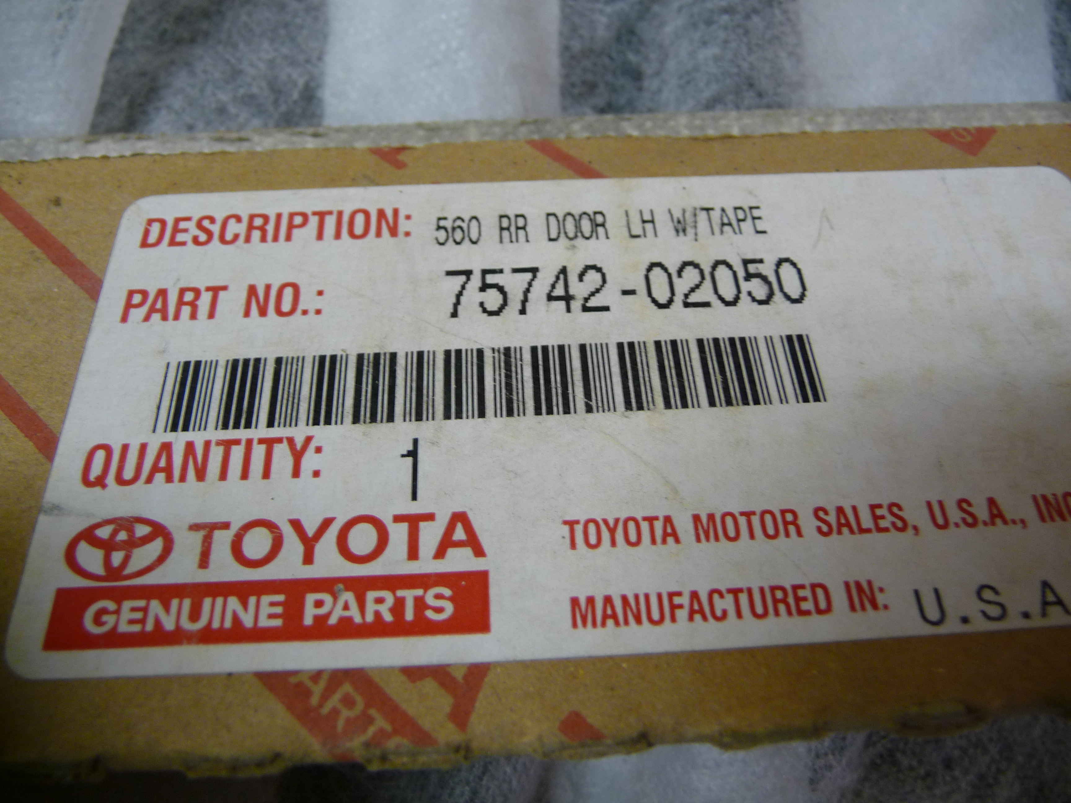 Toyota Corolla CE LE S VE Rear Door Moulding, Outside LH NEW 75742 ...