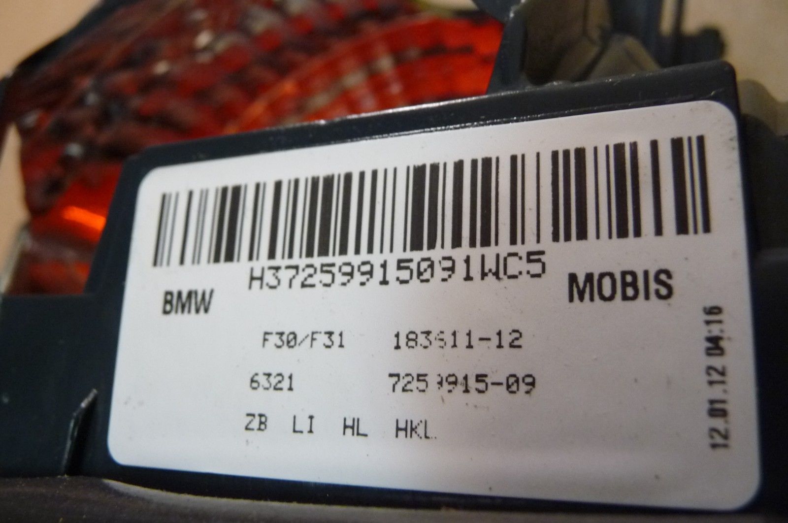 BMW 3 Series Rear Left Light in Trunk Lid 63217313055 (damaged) OEM OE ...