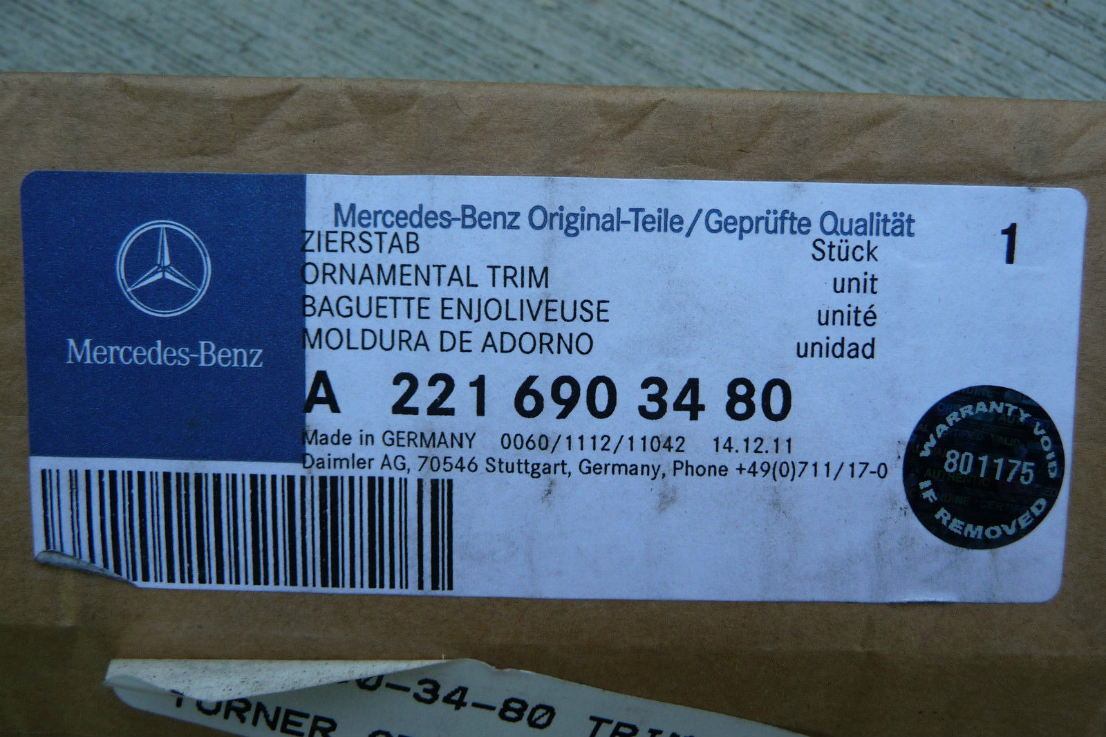 Mercedes Benz S Class Weather Strip Ornamental Trim Front Right Door ...