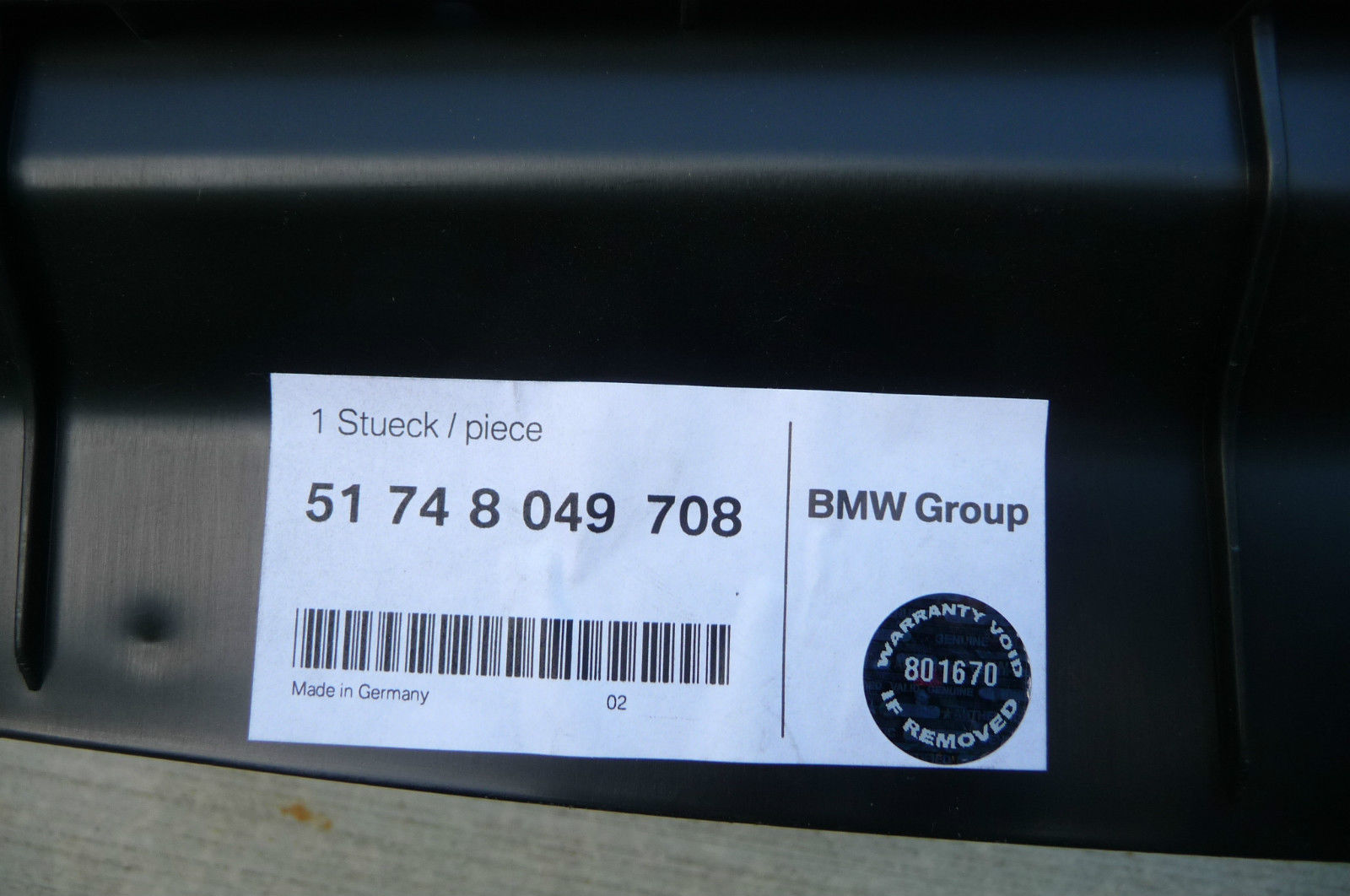 BMW 5 Series Air Duct Front Bottom 51748049708 OEM OE | LA Global Parts