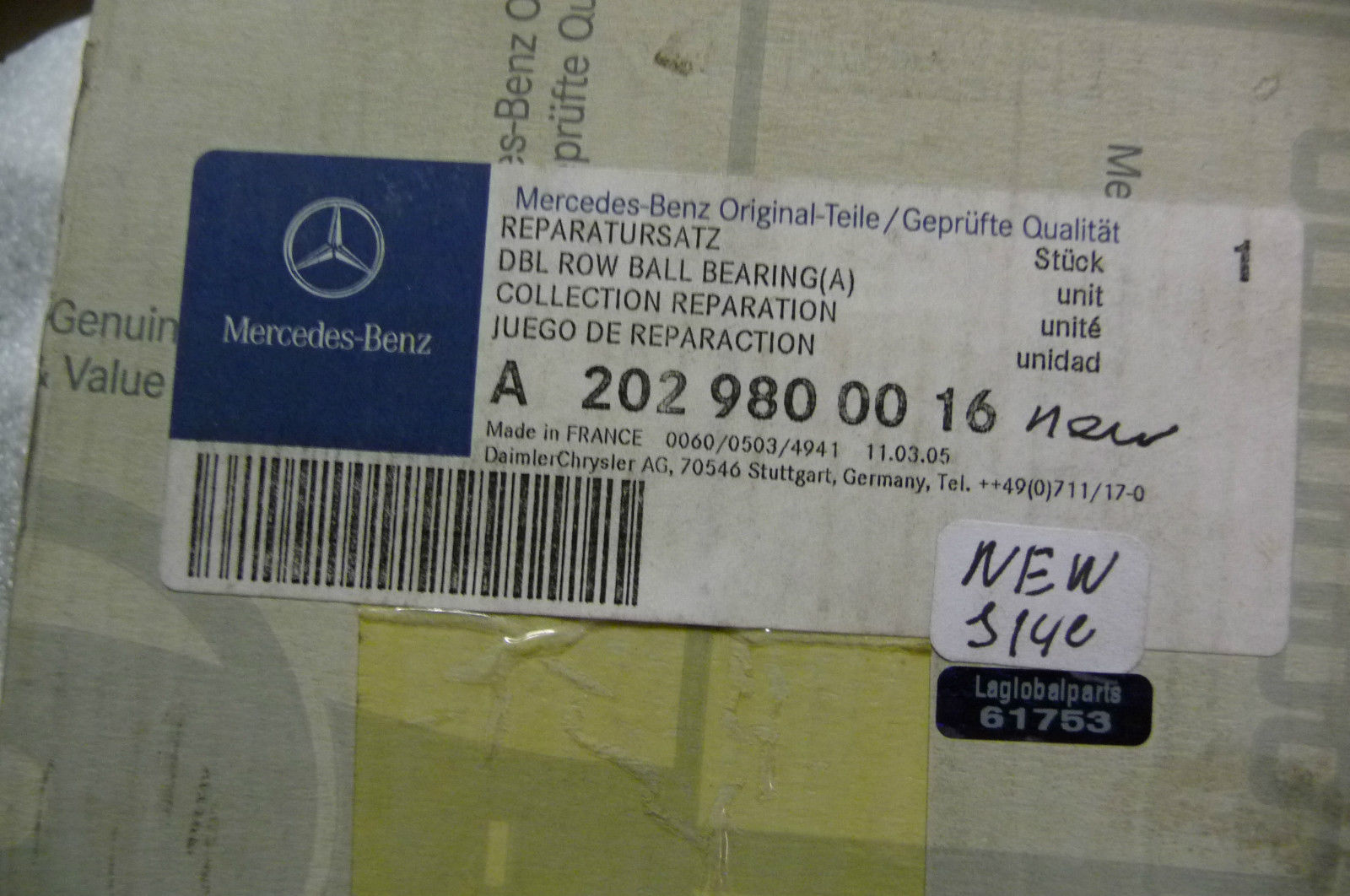Mercedes Benz Rear Axle Suspension Wheel Bearing Repair Kit **NEW** A ...