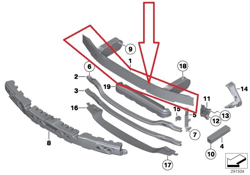 BMW 5 Series M5 Front Bumper Reinforcement Carrier 51117200706 OEM OE ...