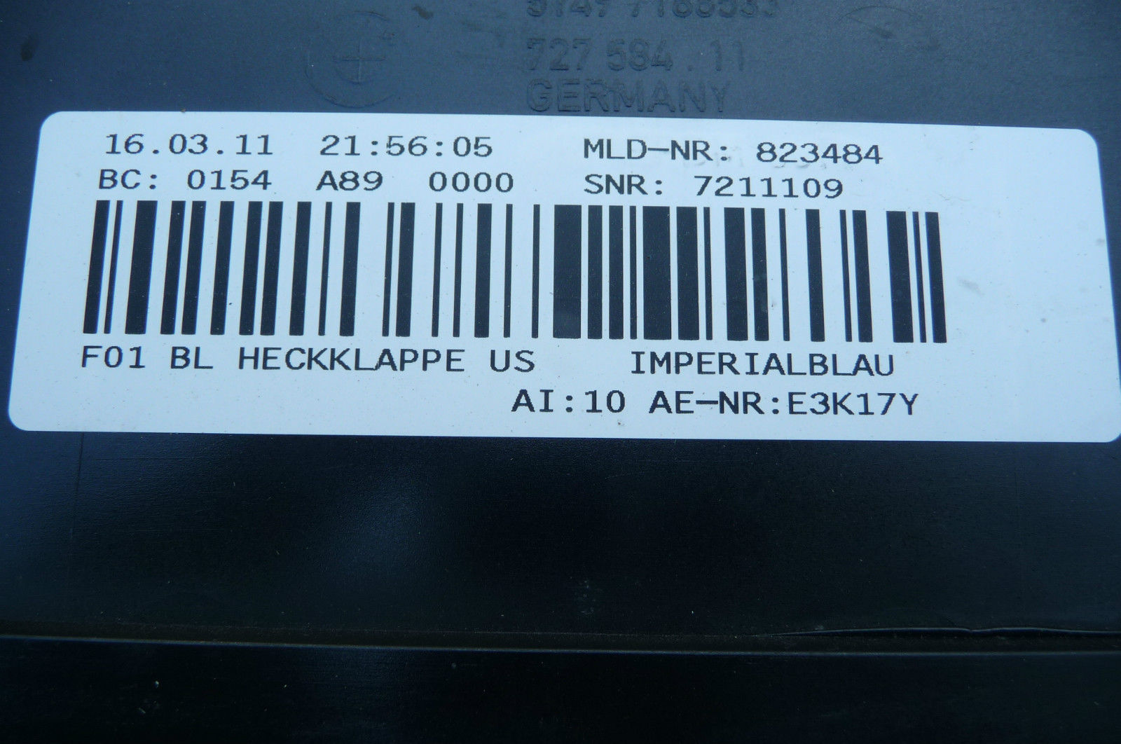BMW 7 Series F01 Trunk Garnish Finisher Trunk Lid 51497205775 OEM OE ...