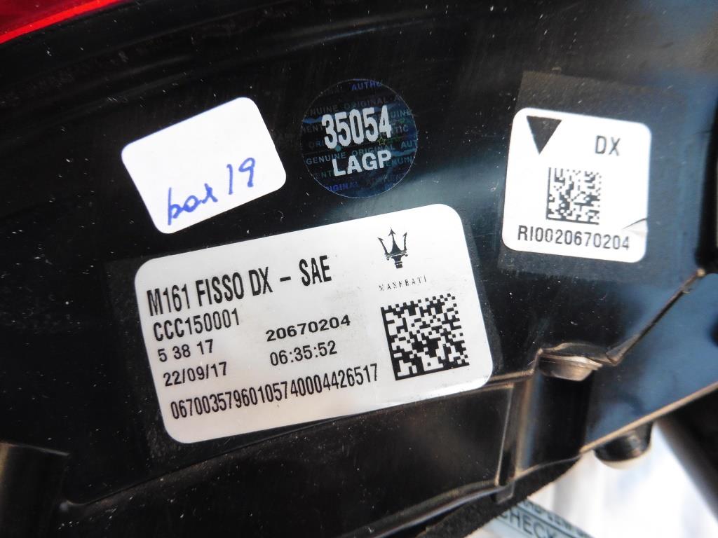 17-19 Maserati Levante M161 Rear Right 1/4 Panel Taillight Lamp ...