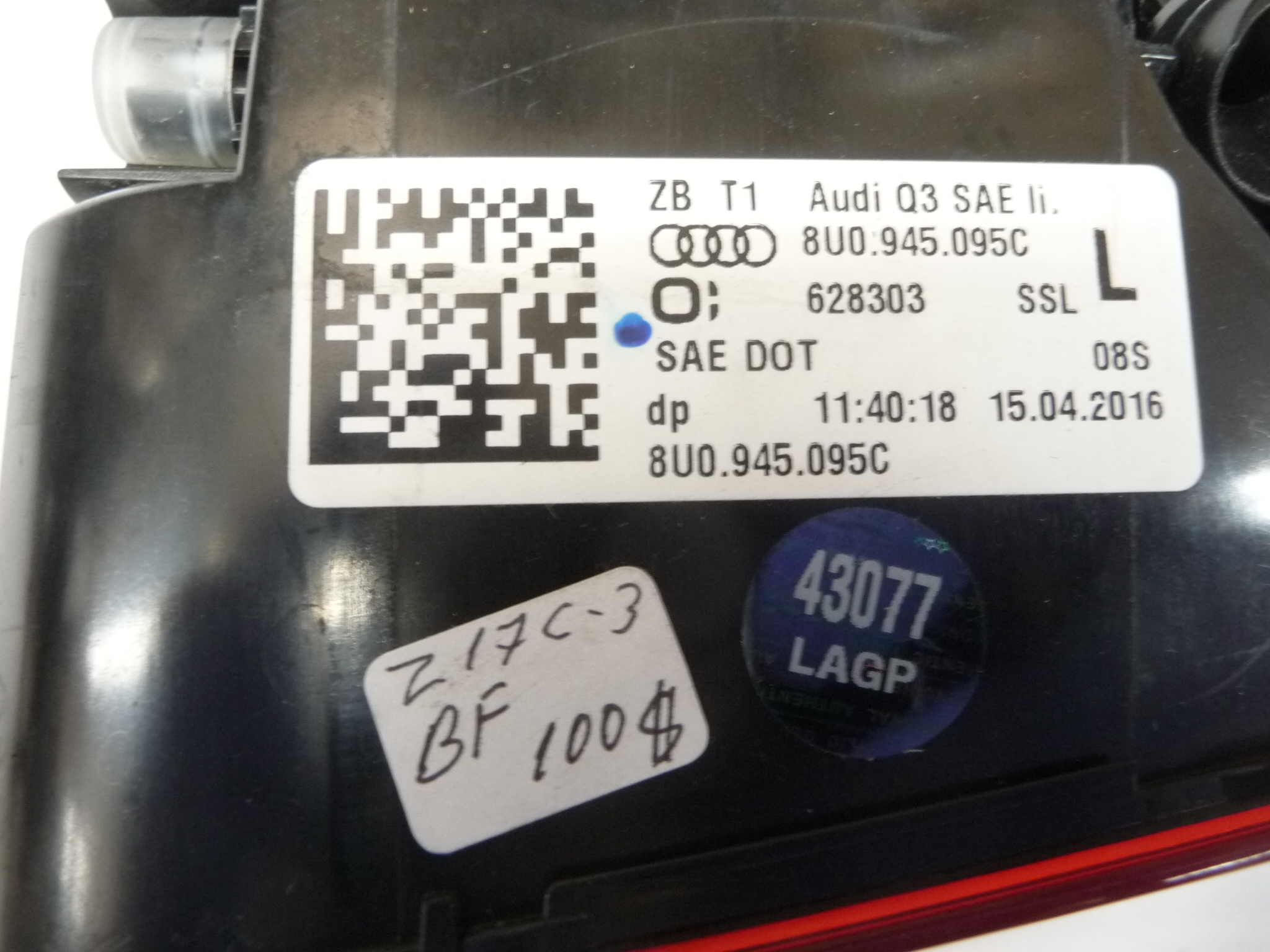 2015-2018 Audi Q3 Rear Left Driver Tail Lamp Taillight Assembly ...