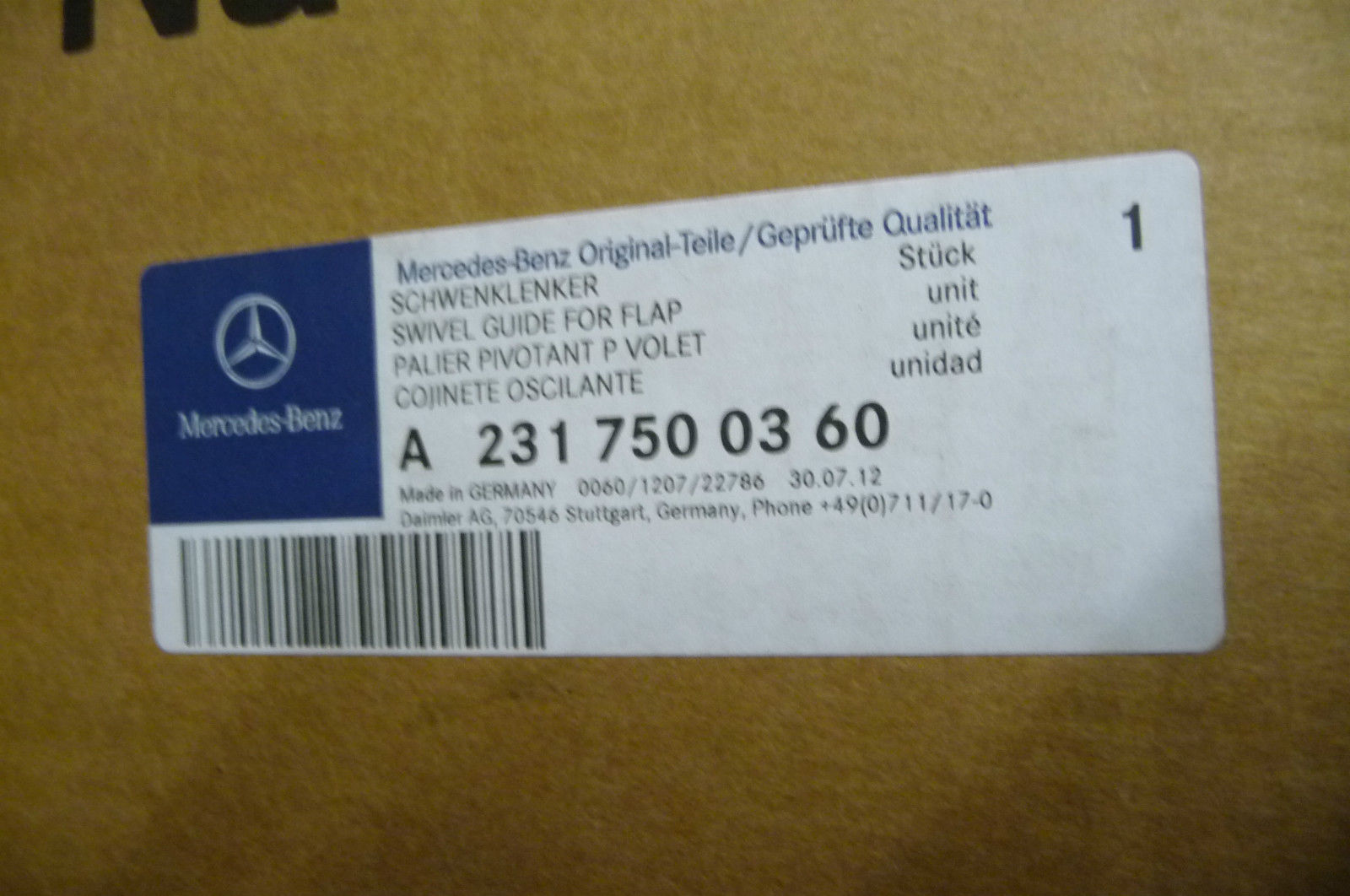 Mercedes Benz W231 SL Series Swivel Guide for Flap 2317500360 OEM OE ...