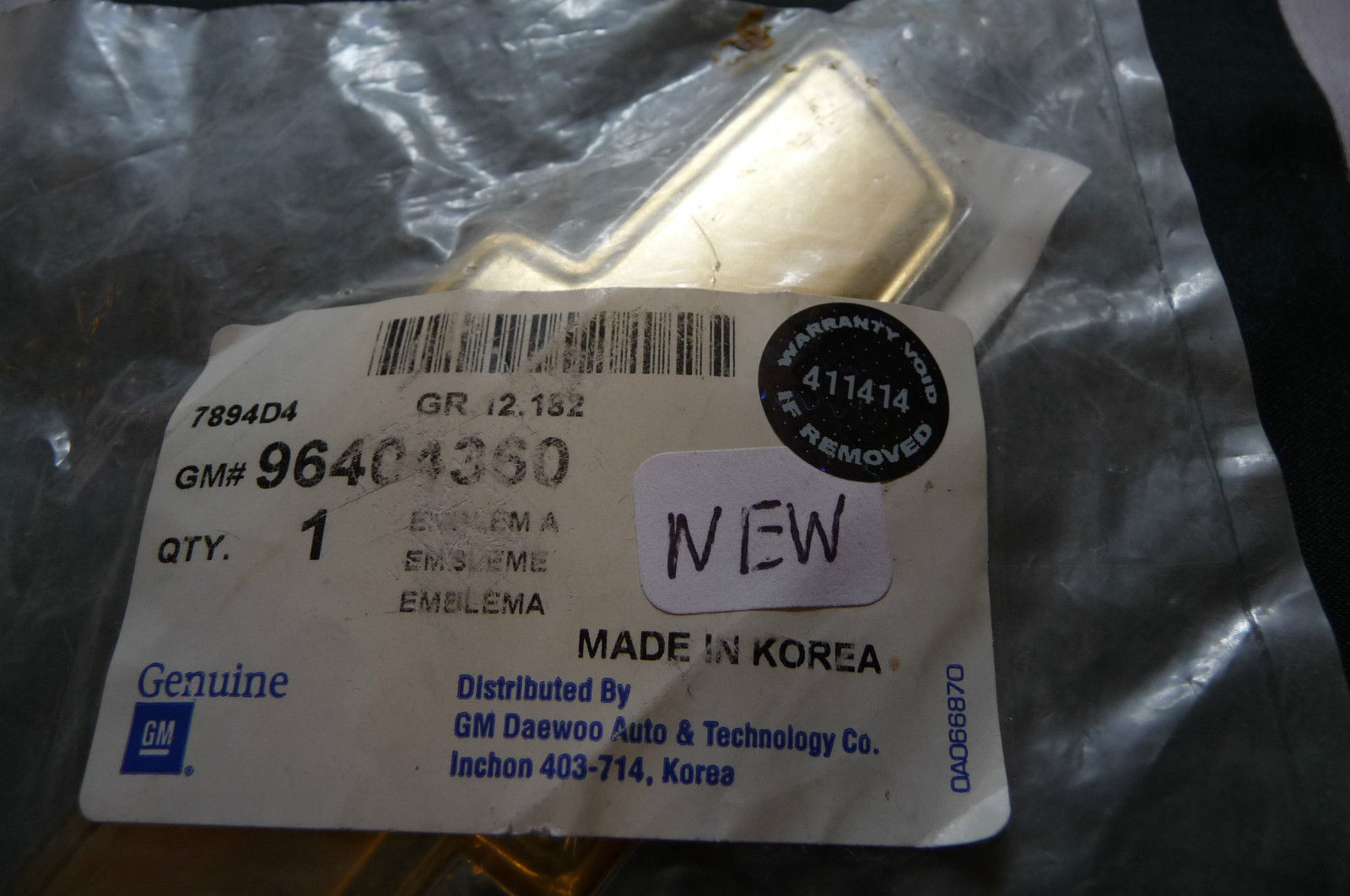 2005-2006 Chevrolet Chevy Aveo Trunk Lid Emblem NEW 96404360 OEM OE ...