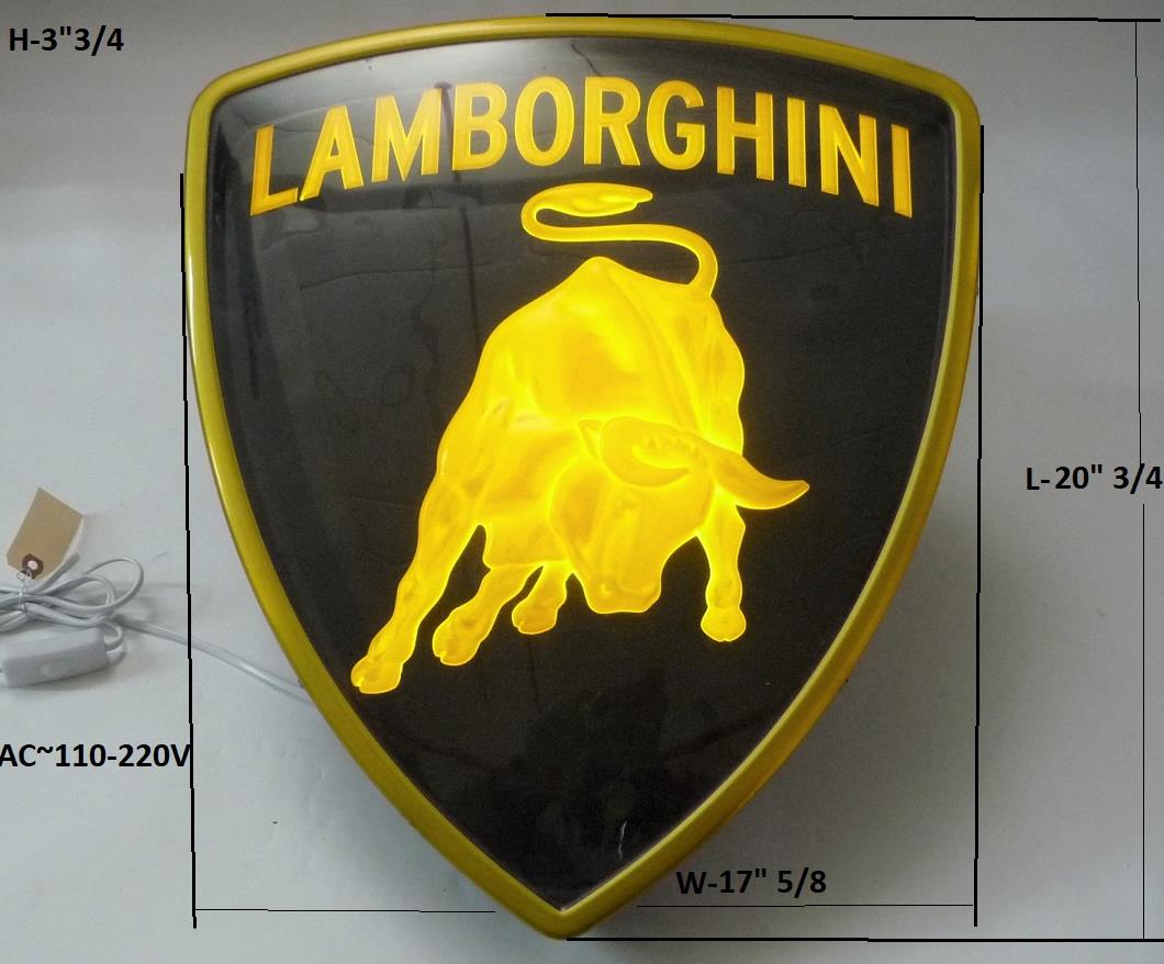 LAMBORGHINI LED Light AC110V-220V Dealer sign 21" Long 18" wide 4" high ...