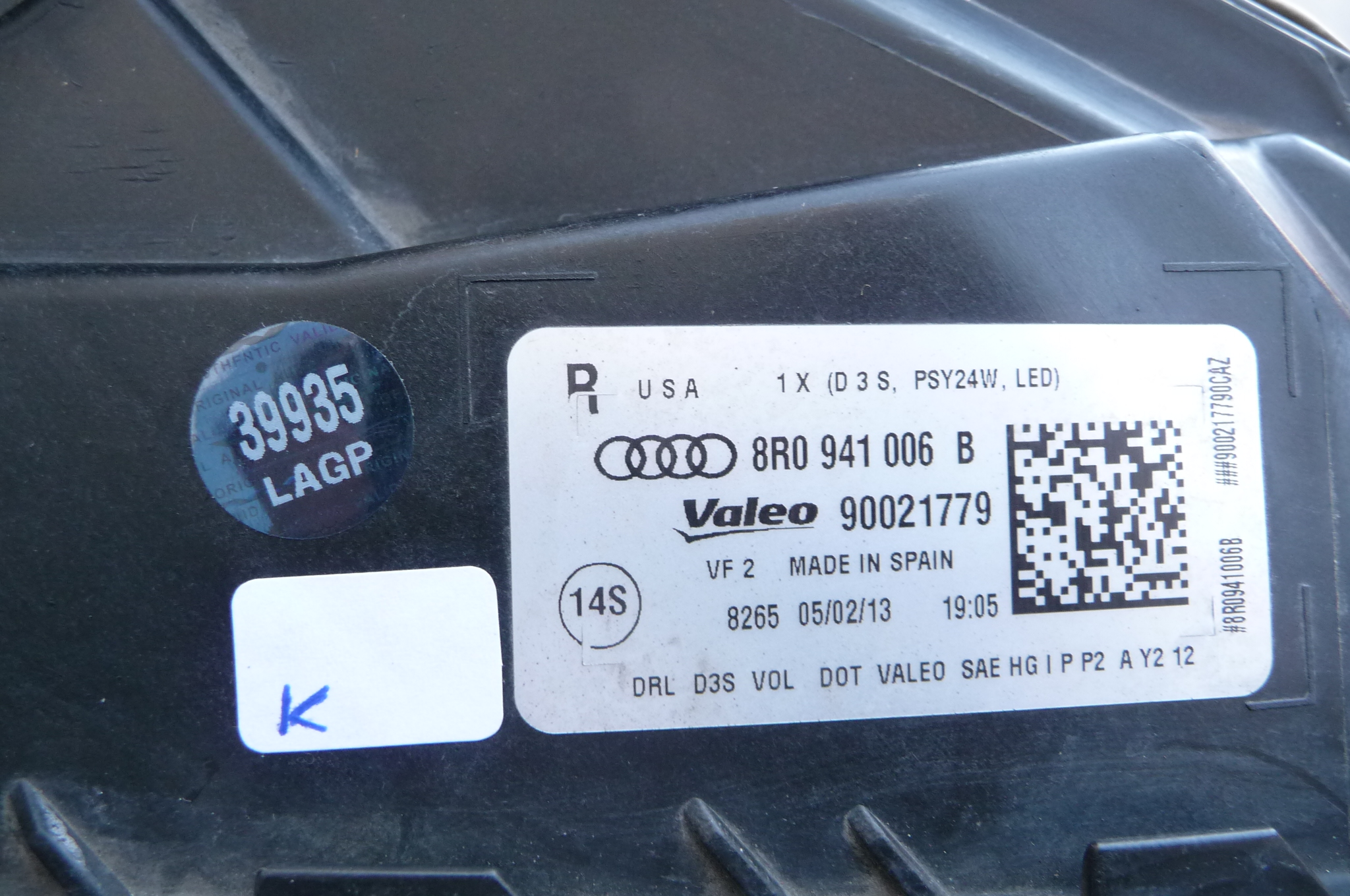 2013-2015 Audi Q5 Right Passenger Bi Xenon HID Headlight Headlamp ...