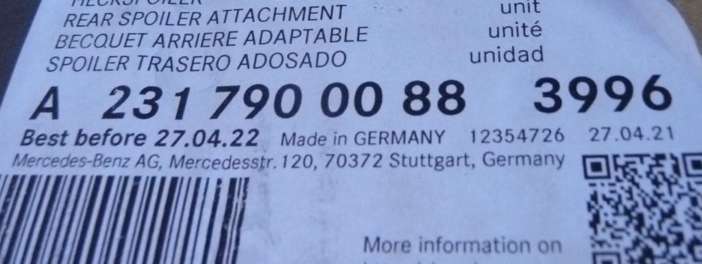 2013-2016 Mercedes Benz R231 SL550 Rear Trunk Spoiler A2317900088 3996 ...