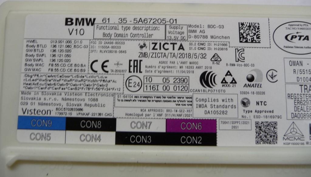 2022 BMW X7 Body Domain Control Module BDC 61355A67205 OEM A1 | LA ...