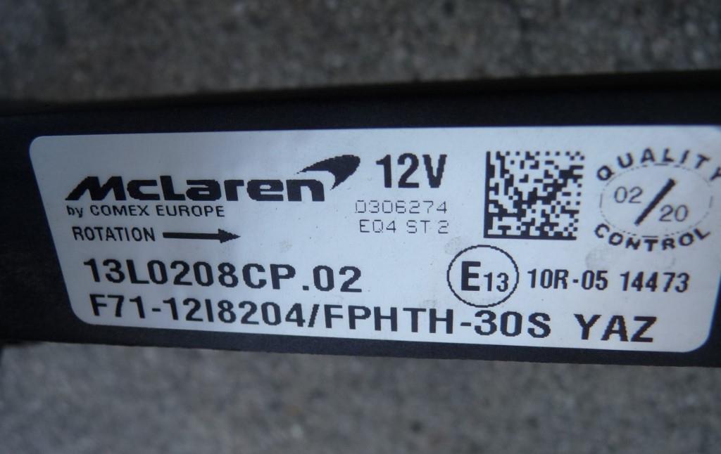 2017-2022 McLaren 720S Radiator Cooling Fan Motor 13L0208CP.02 OEM | LA ...