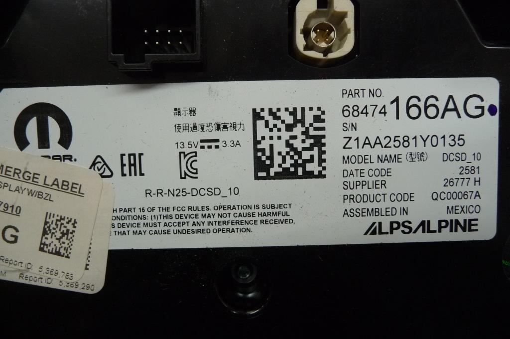 2021 Jeep Grand Cherokee GPS Navigation System Display 68474166AG OEM ...