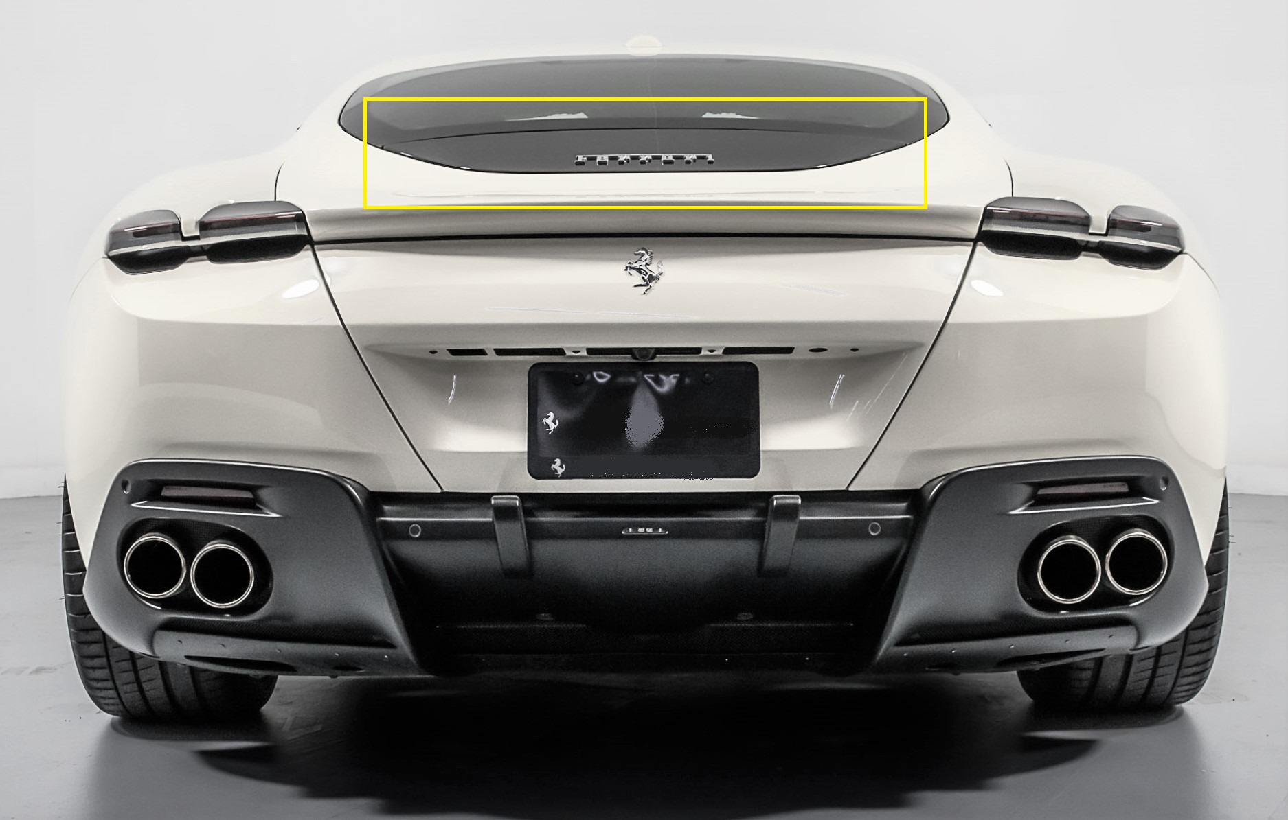 2020-23 Ferrari Roma rear Glass spoiler wing Panel Cover Glossy Black ...