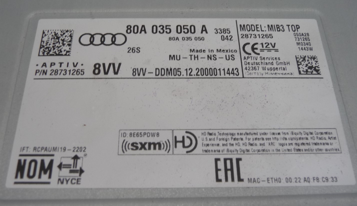 2021-2022 Audi Q5 SQ5 GPS Navigation Radio Control Module Unit ...