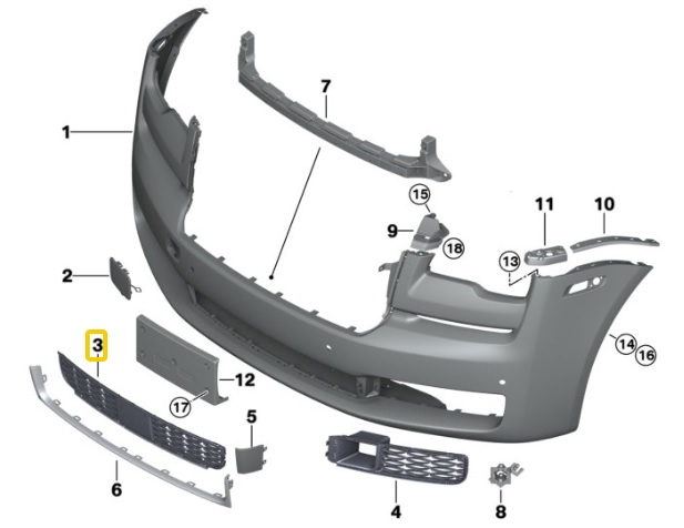2017-2019 Rolls Royce Ghost RR4 Front Bumper Center Grille 51117446959 ...