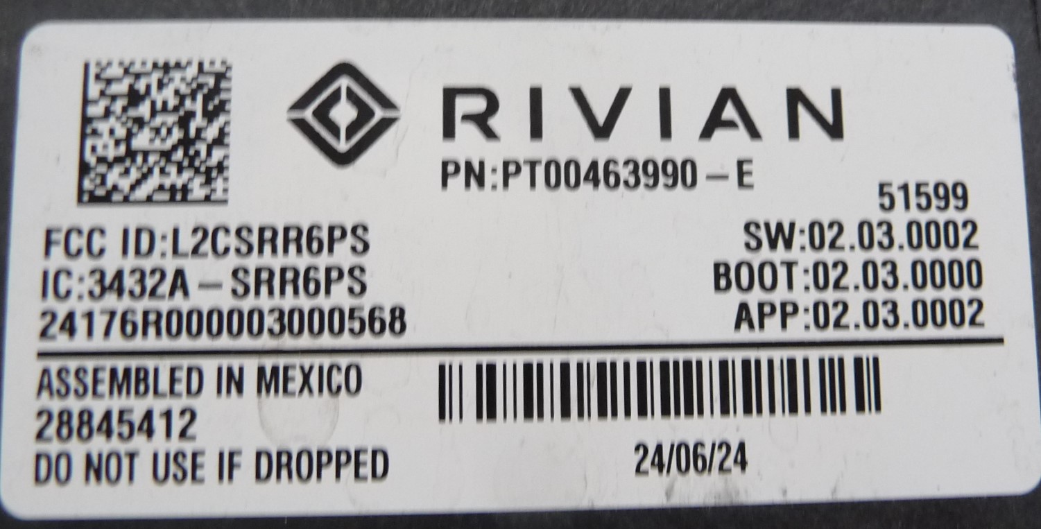 2024-2025 Rivian R1T R1S Rear Blind Spot Radar Sensor PT00463990-E OEM ...