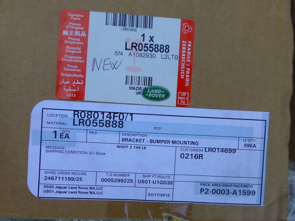Land Rover Range Rover Bumper Mounting Bracket NEW LR055888 OEM OE | LA ...