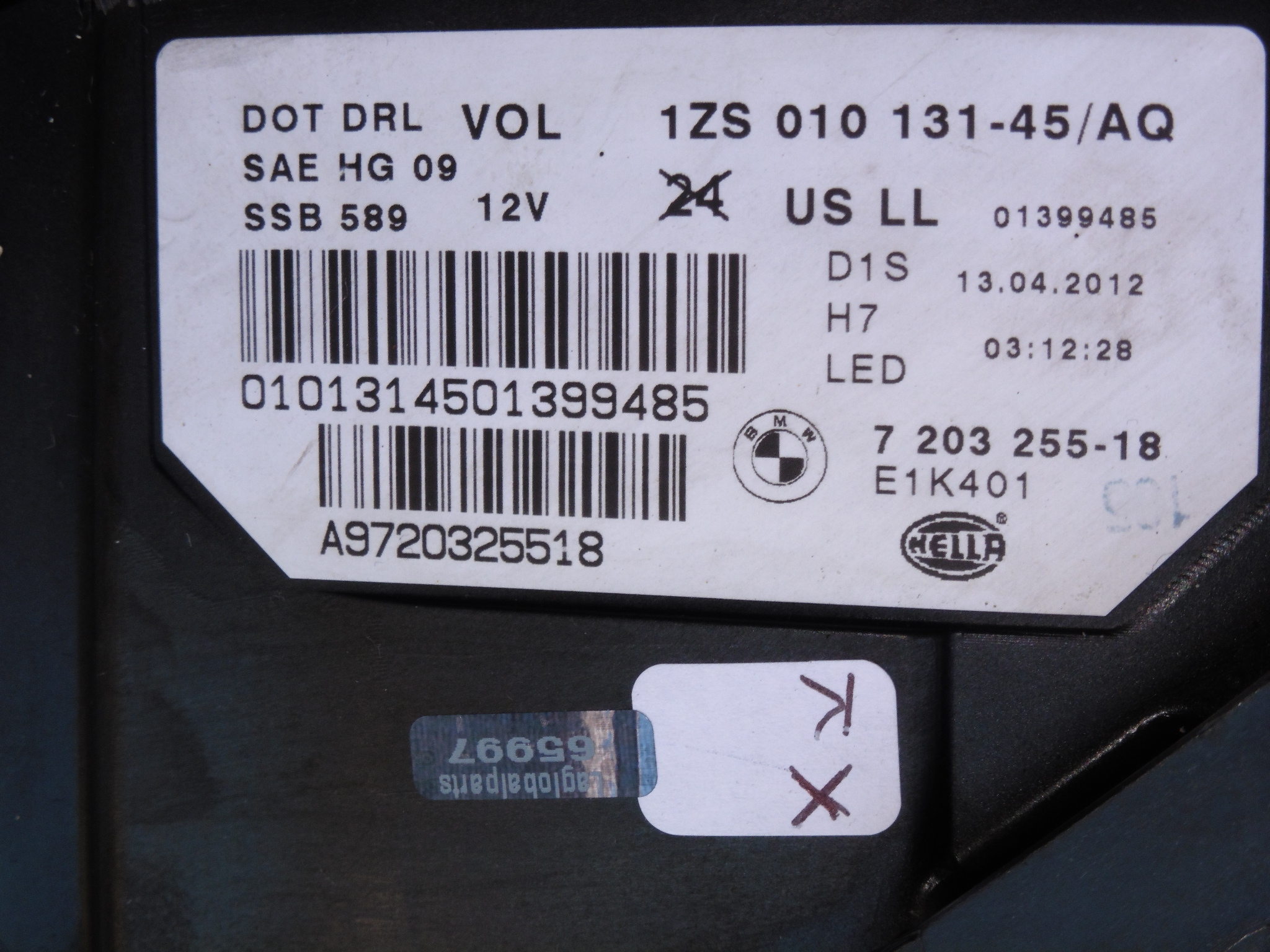 BMW 5 Series Headlight Headlamp Xenon HID Left Driver 63117203255 OEM ...